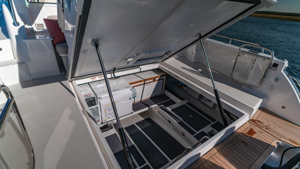 Back Cove 39O's Impressive Storage Garage - DiMillo's Yacht Sales