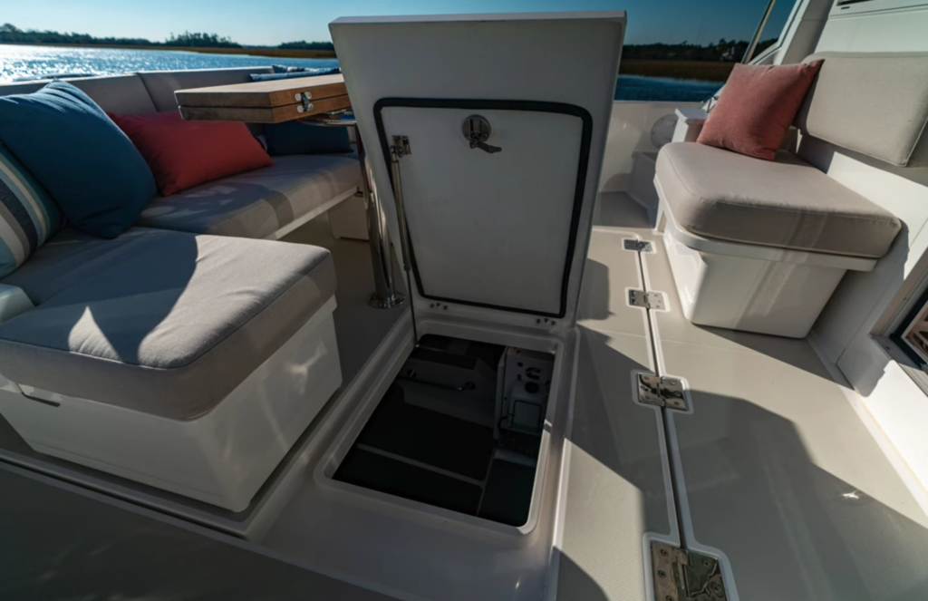 Back Cove 39O's Impressive Storage Garage - DiMillo's Yacht Sales